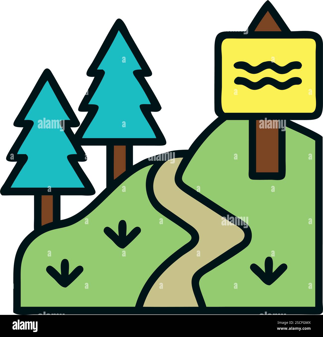 Hiking trail sign in forest illustration Stock Vector Image & Art - Alamy