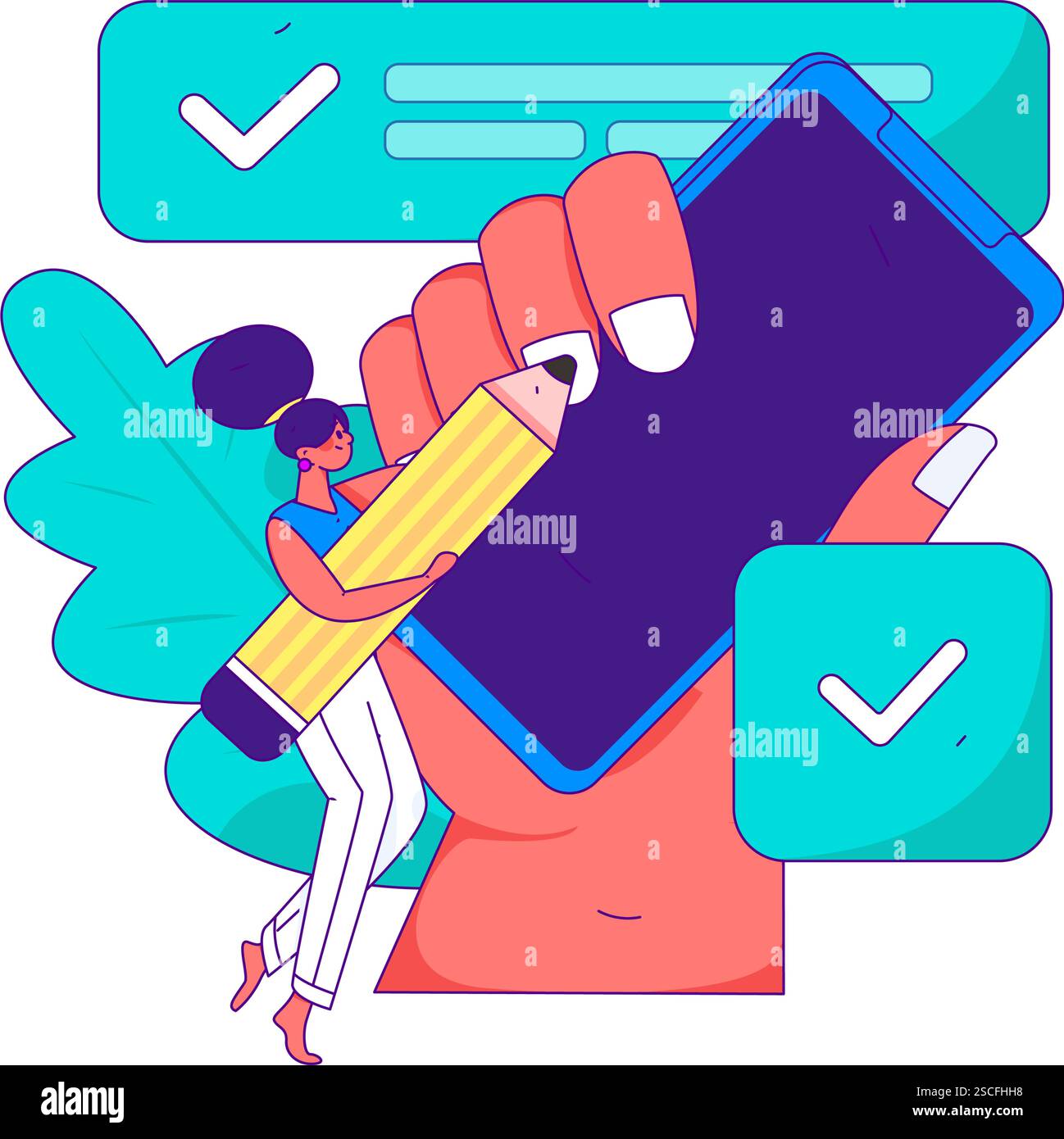 Check-in character flat vector concept operation hand-drawn ...