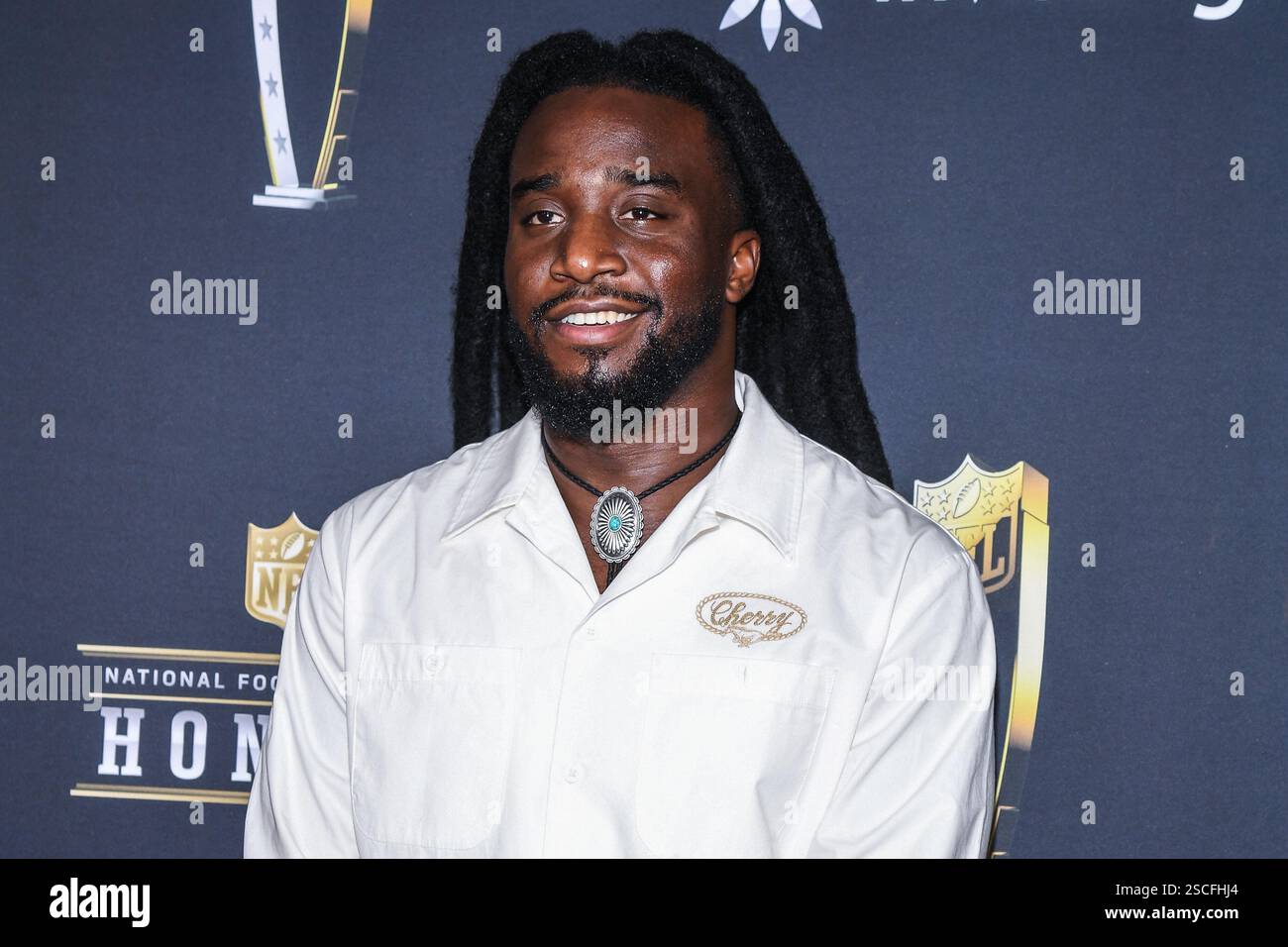 Shaboozey walking on the red carpet at NFL Honors at the Saenger ...