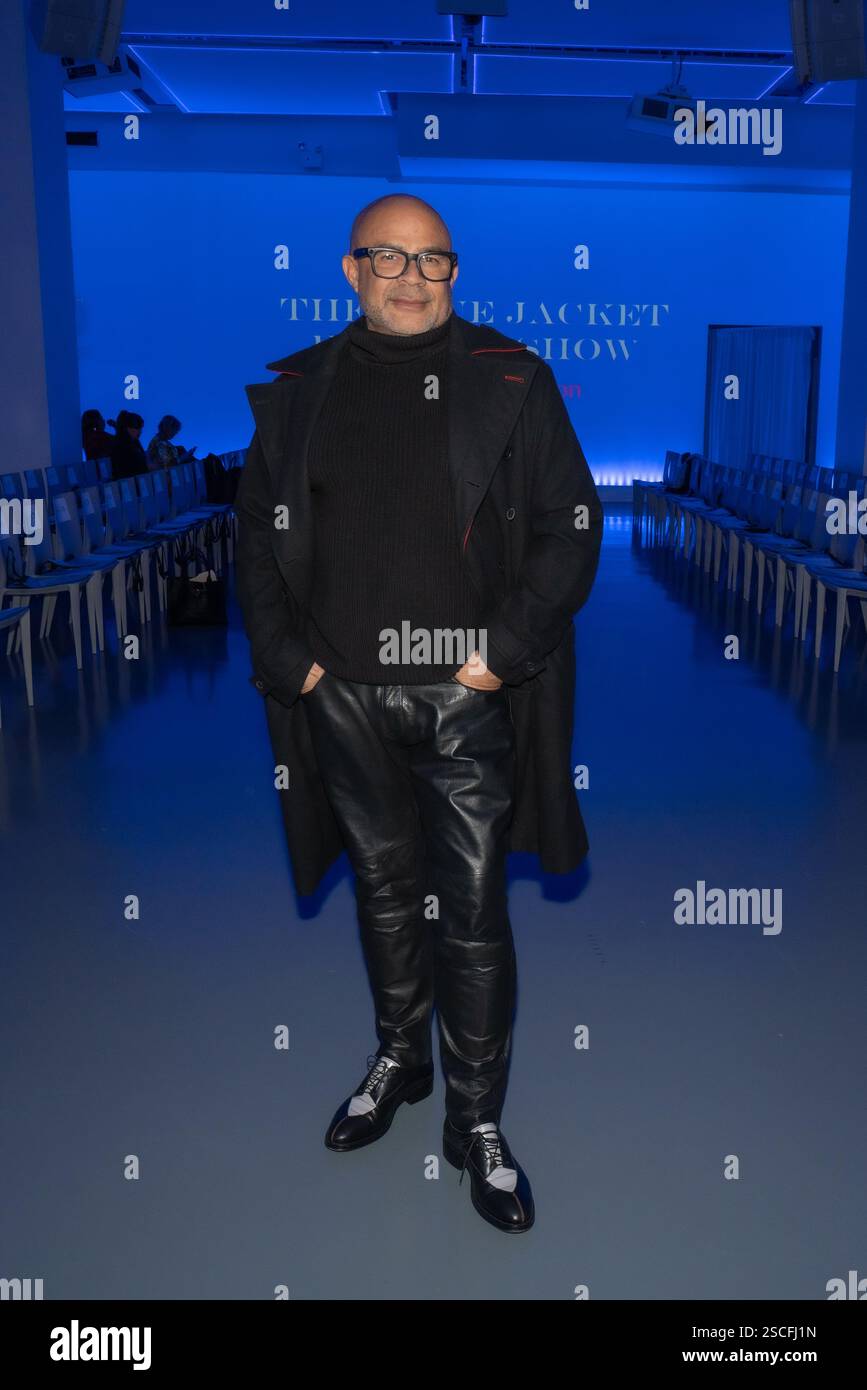 Ezequiel DelaRosa attends front row at The Blue Jacket Show for Zero ...