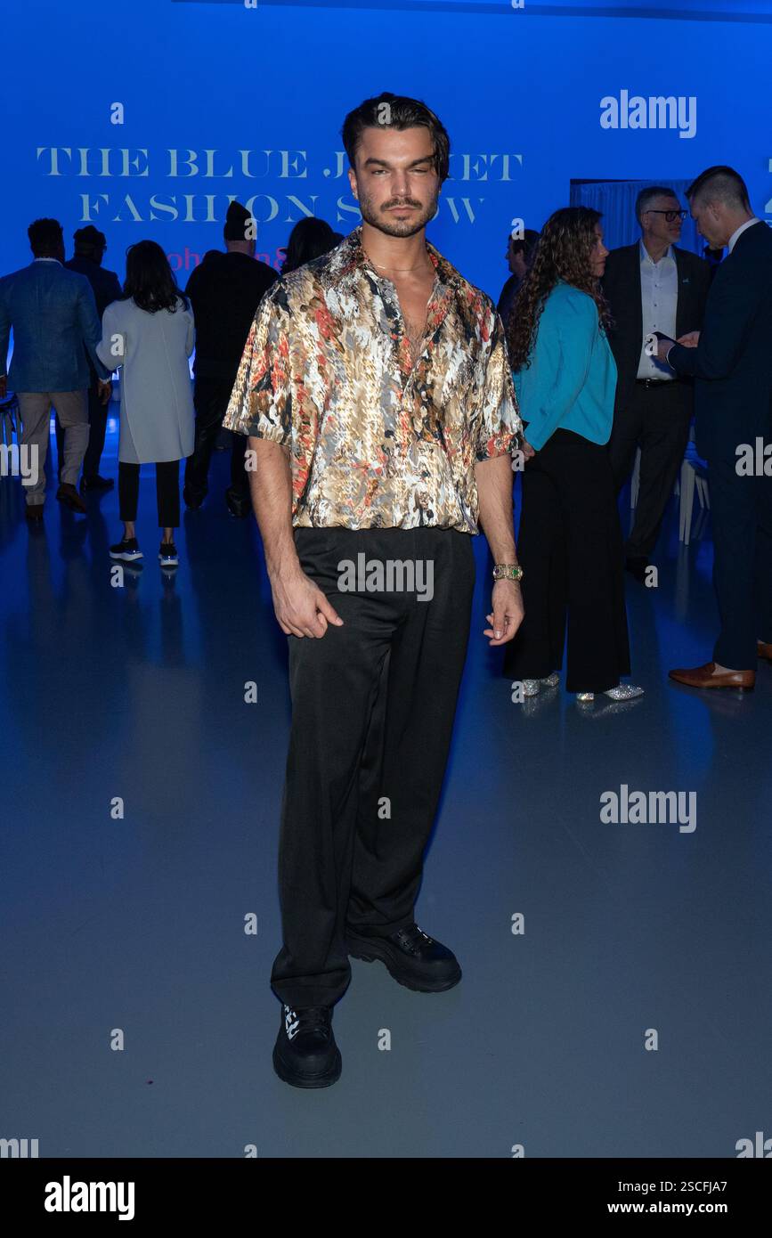 Samuel Mancini attends front row at The Blue Jacket Show for Zero ...