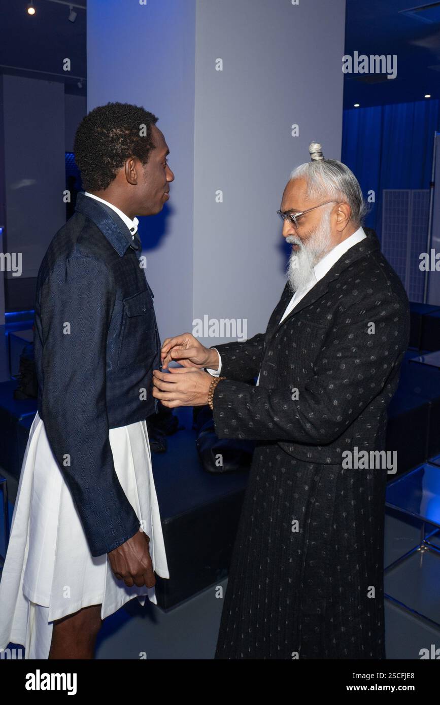 Carlos Greer and Terry Singh attends front row at The Blue Jacket Show ...