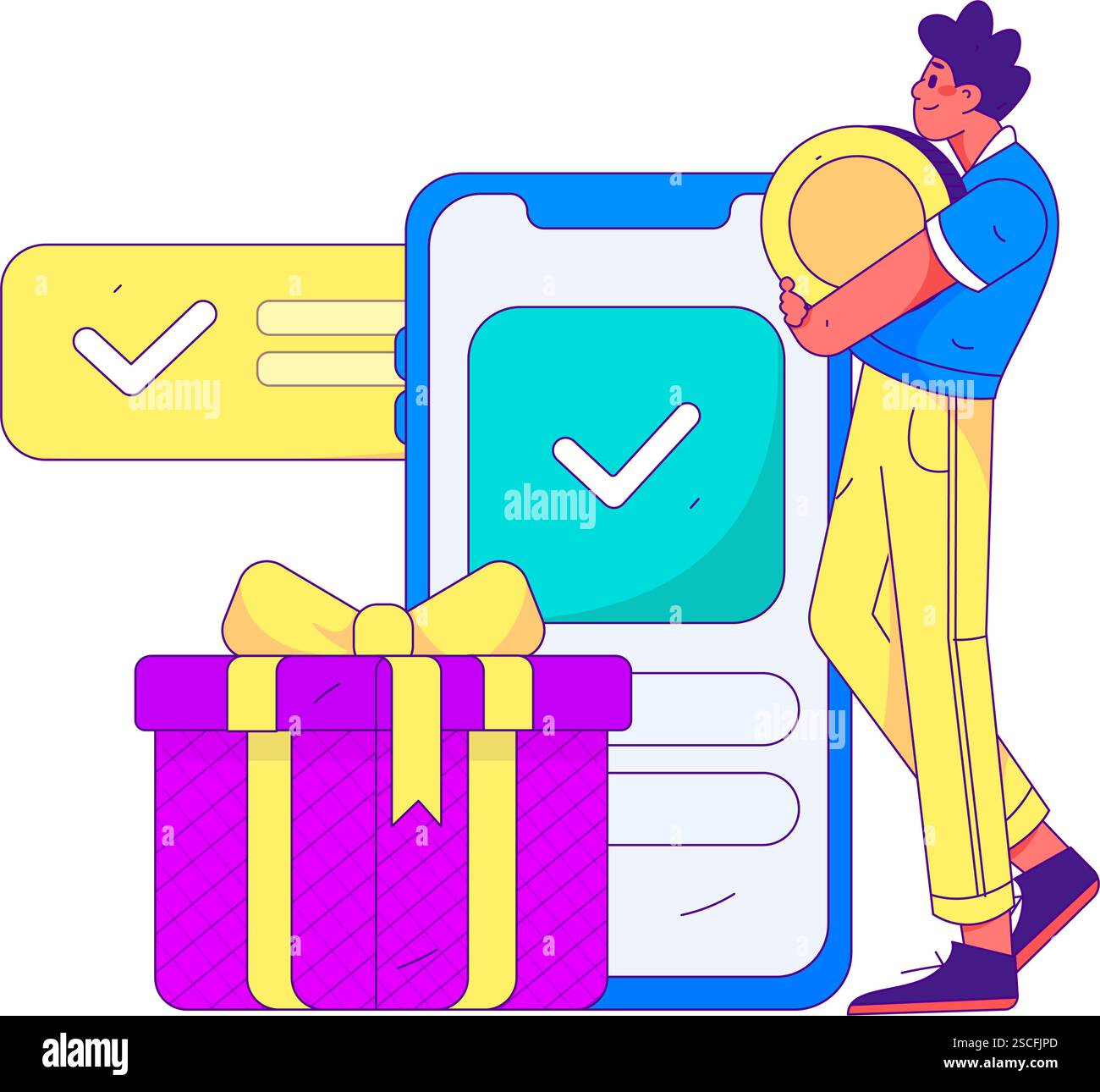 Check-in character flat vector concept operation hand-drawn ...