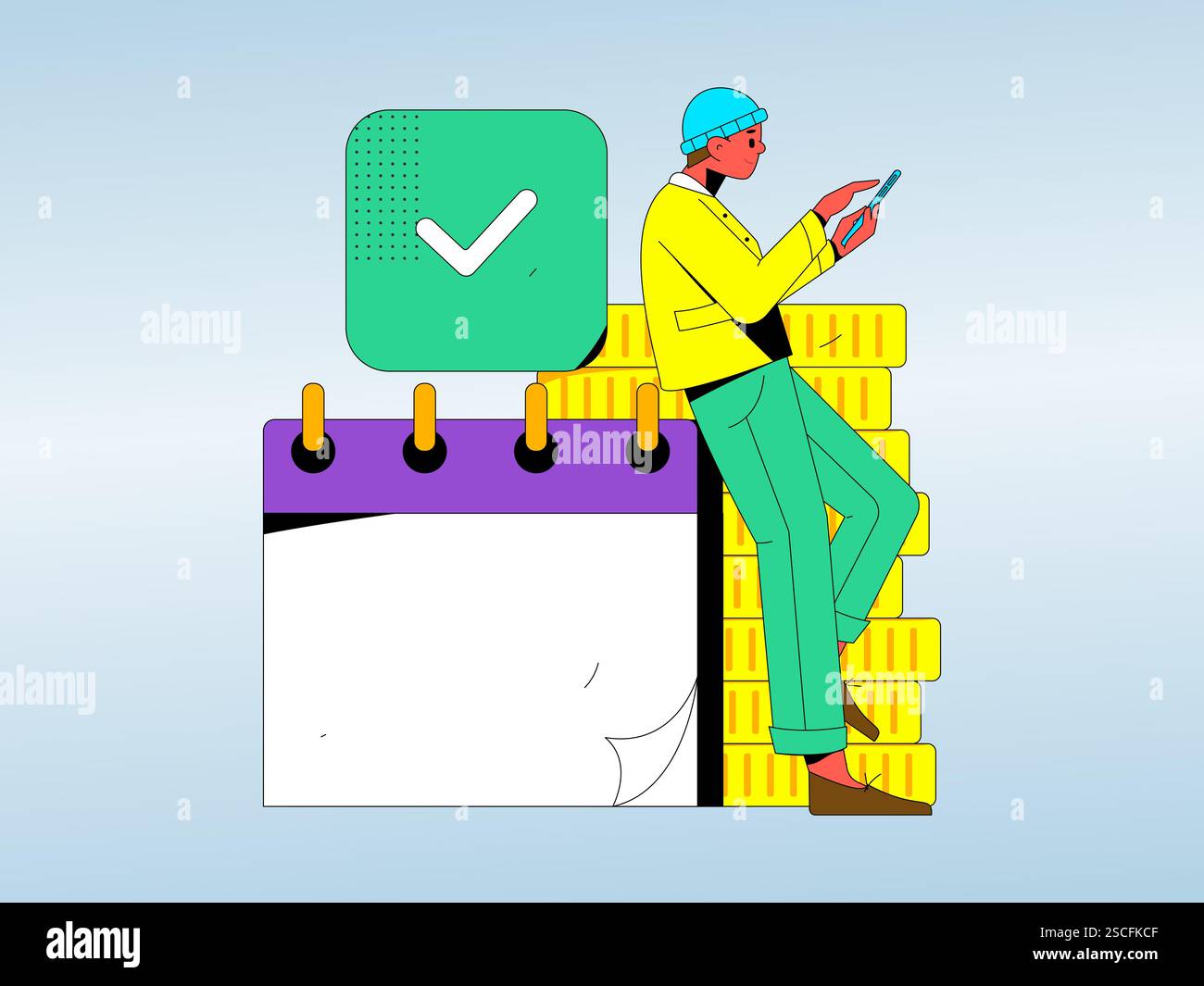 Check-in character flat vector concept operation hand-drawn ...