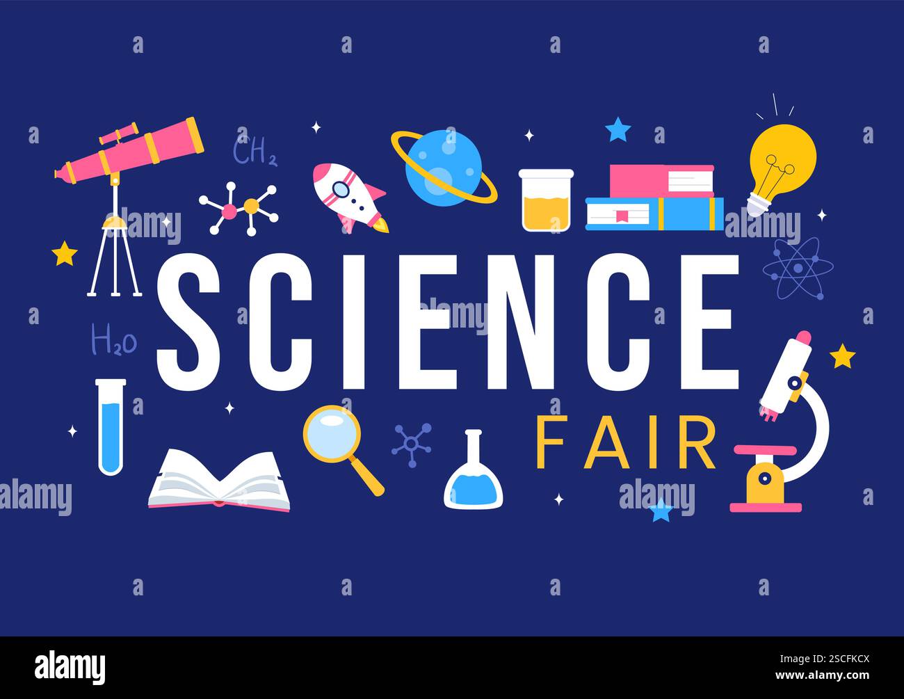 Science Fair Vector Illustration featuring a Chemist Conducting ...