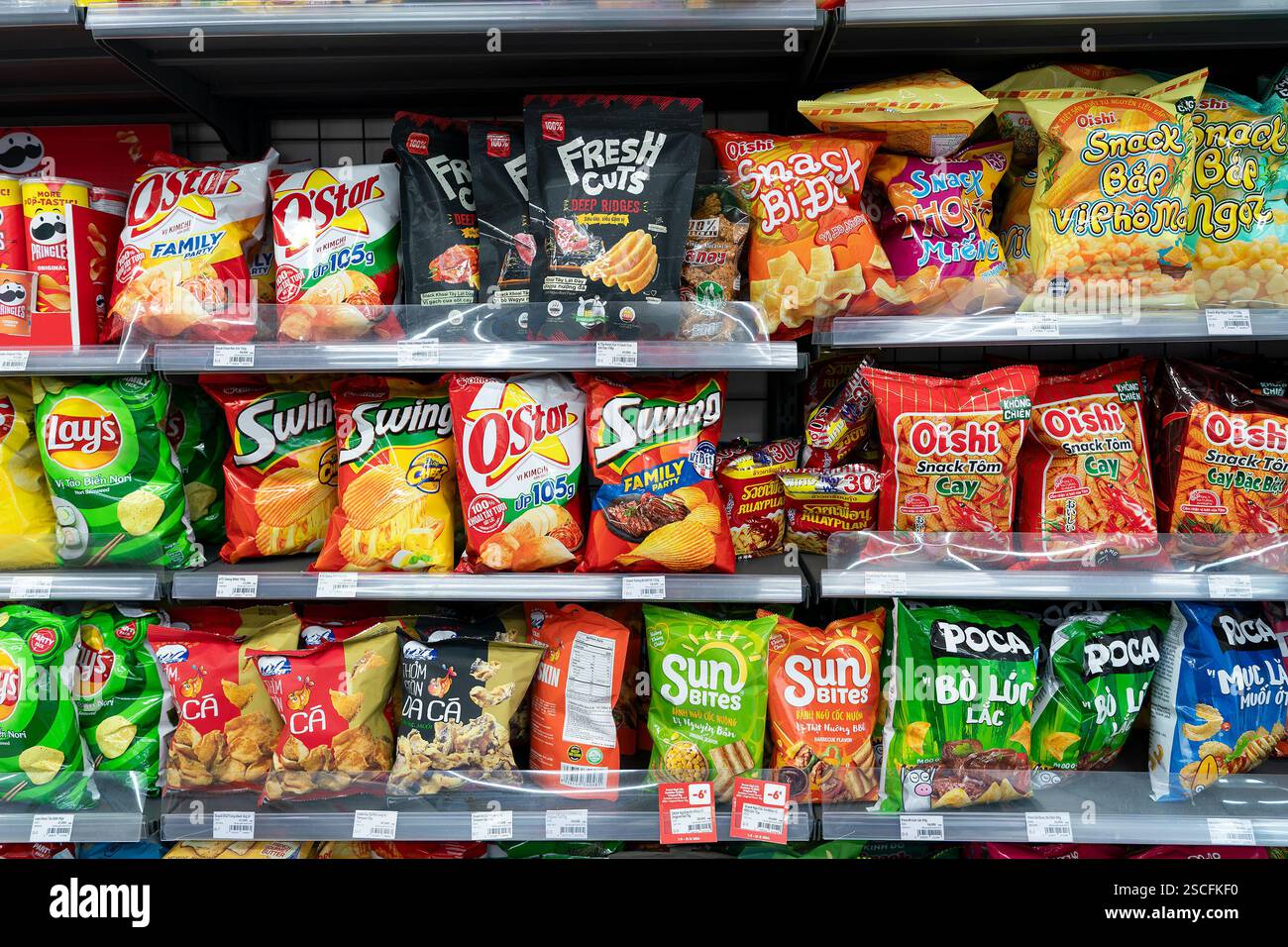 Ho Chi Minh, Vietnam - August 24, 2024: shelves filled with various ...