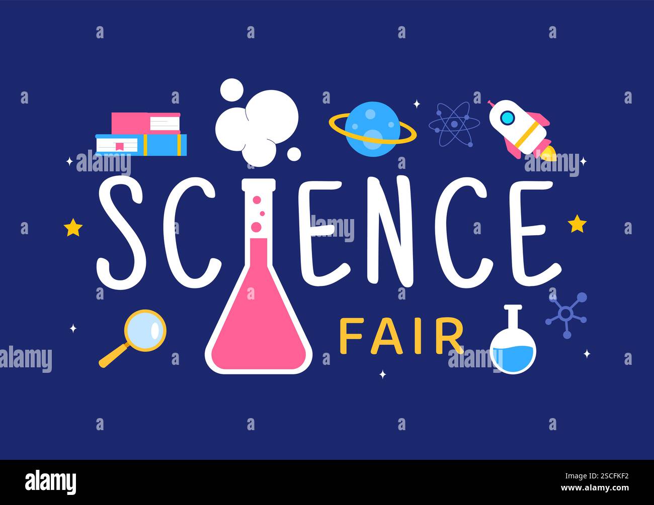 Science Fair Vector Illustration featuring a Chemist Conducting ...