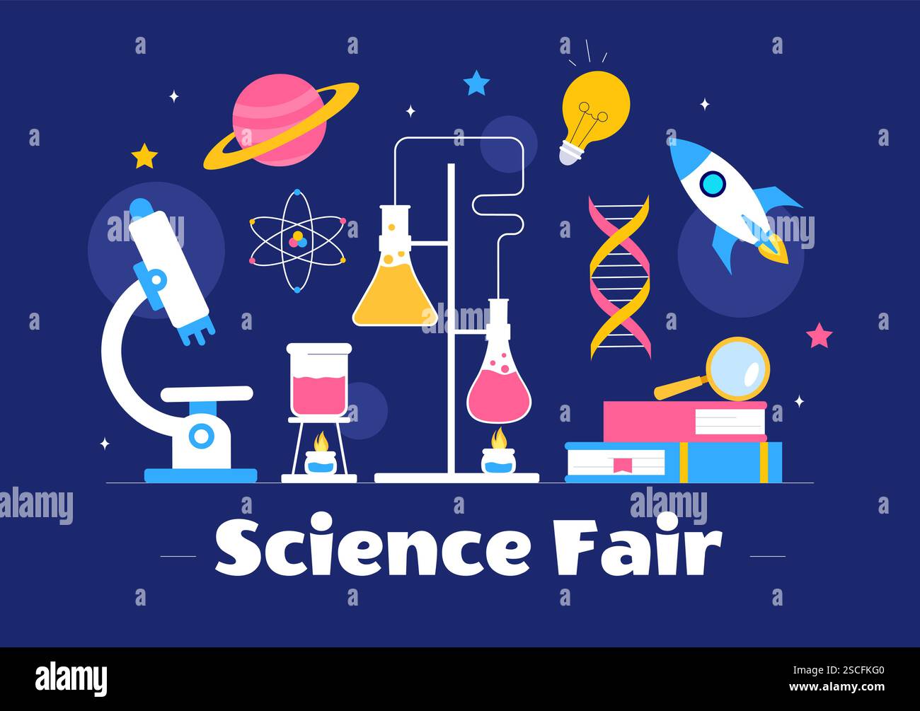 Science Fair Vector Illustration featuring a Chemist Conducting ...