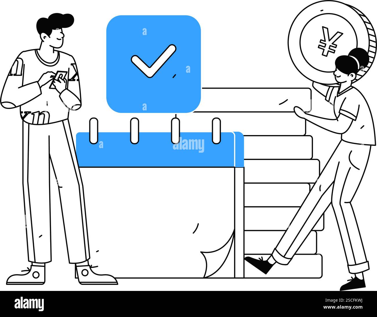 Check-in character flat vector concept operation hand-drawn ...