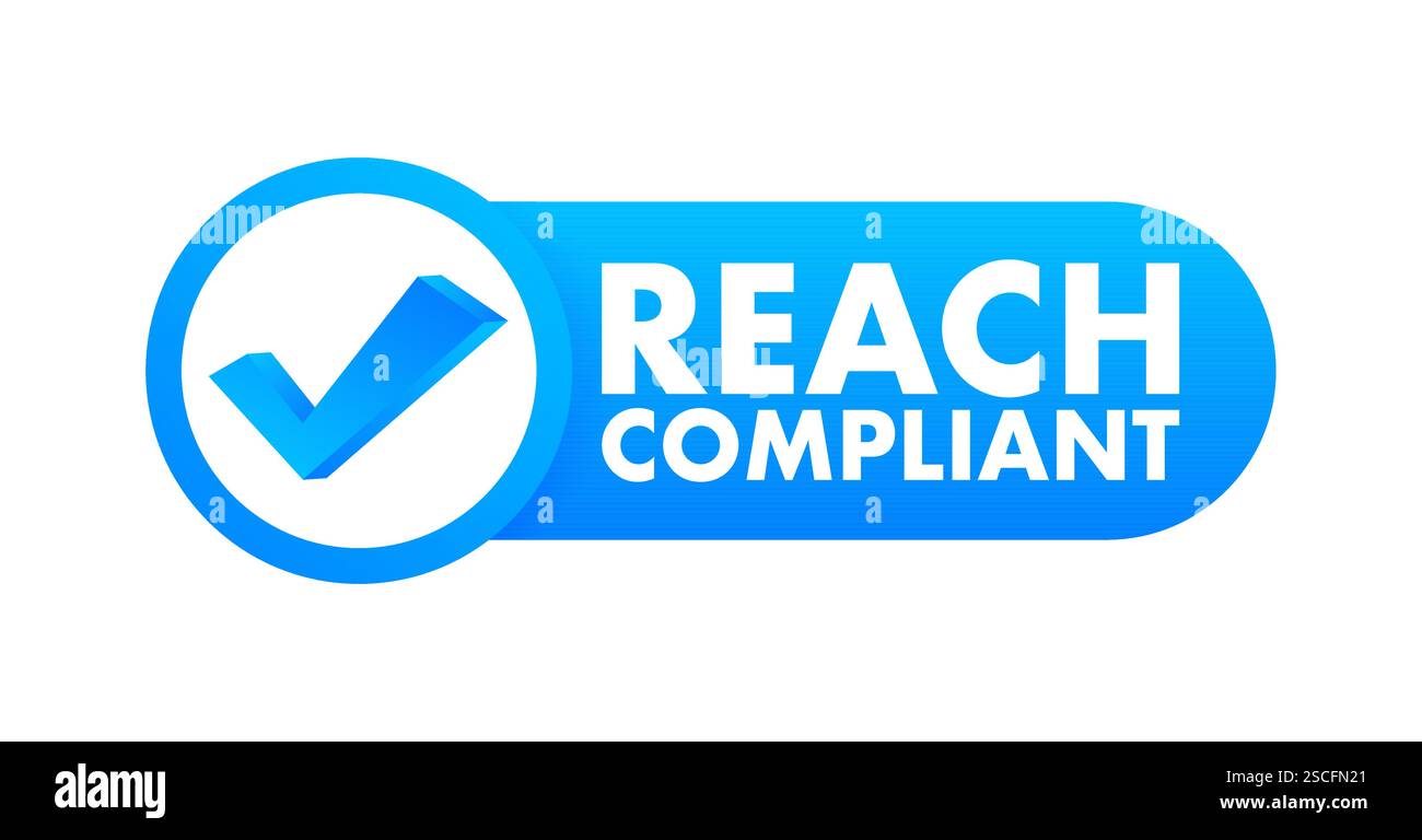 Reach compliant icon showing check mark and european union regulation ...