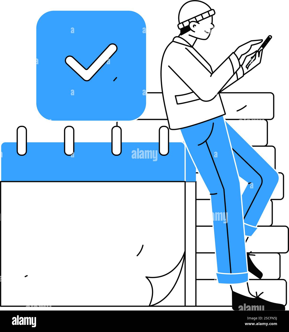 Check-in character flat vector concept operation hand-drawn ...
