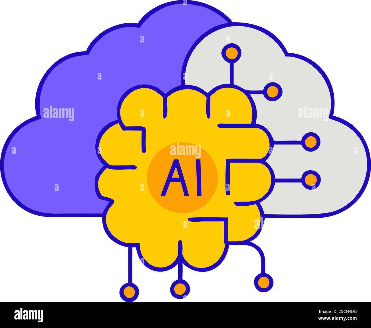 AI machine learning brain illustration Stock Vector Image & Art - Alamy