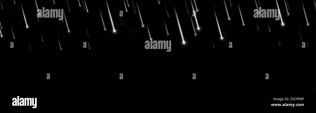 Meteor rain, shooting stars background. Bright, streaking lights ...