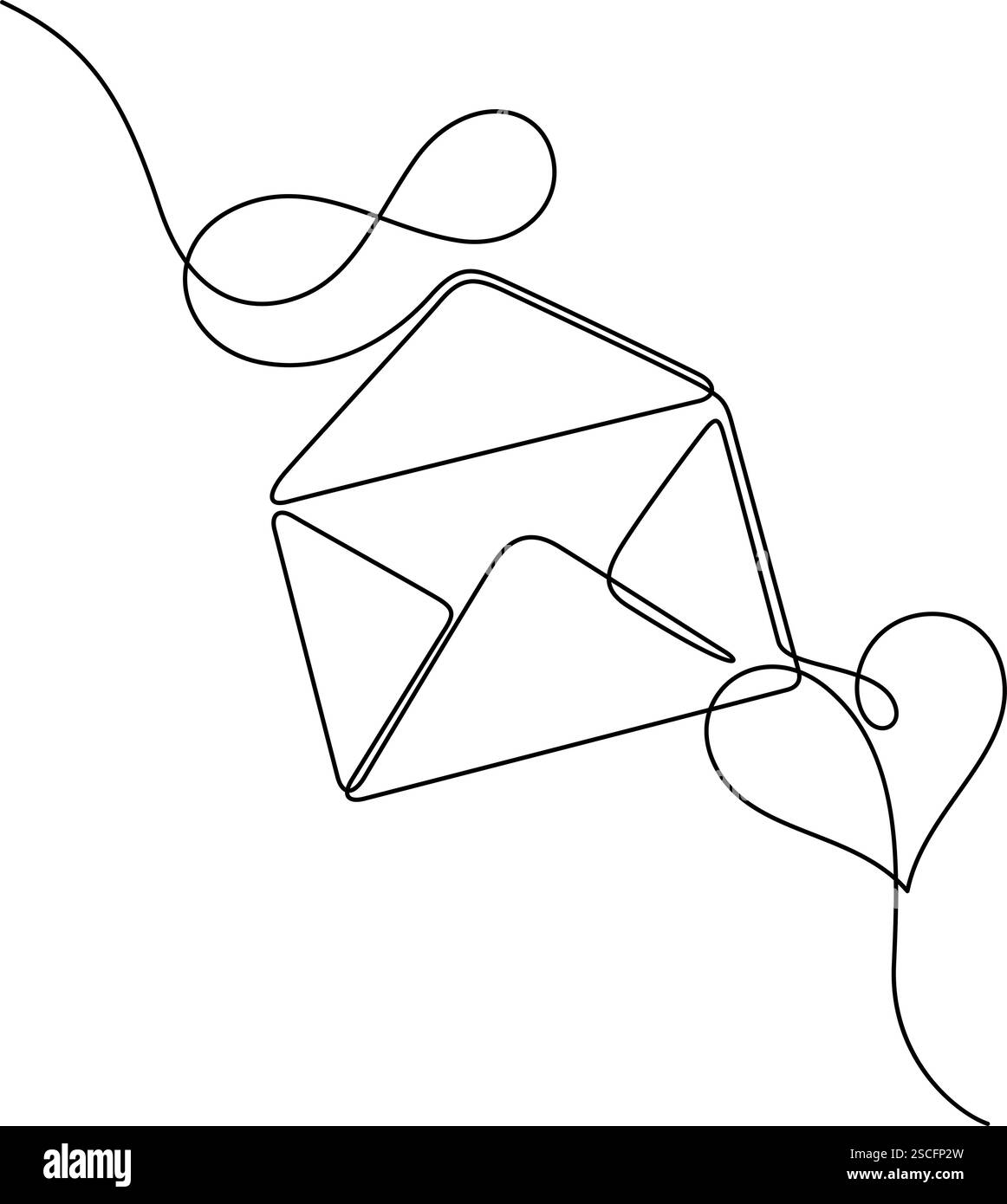 love letter envelope opening one line drawing continuous minimalism ...