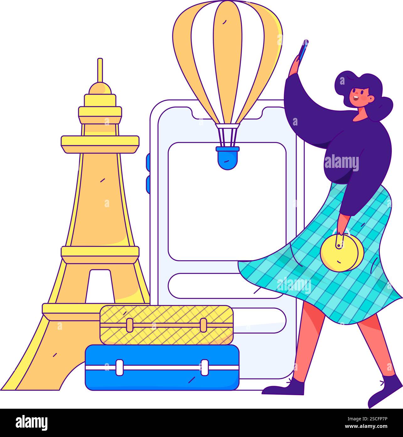 Holiday travel travel characters internet background vector hand drawn ...