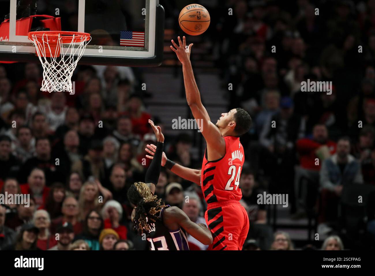 Portland Trail Blazers forward Kris Murray (24) shoots over Sacramento ...