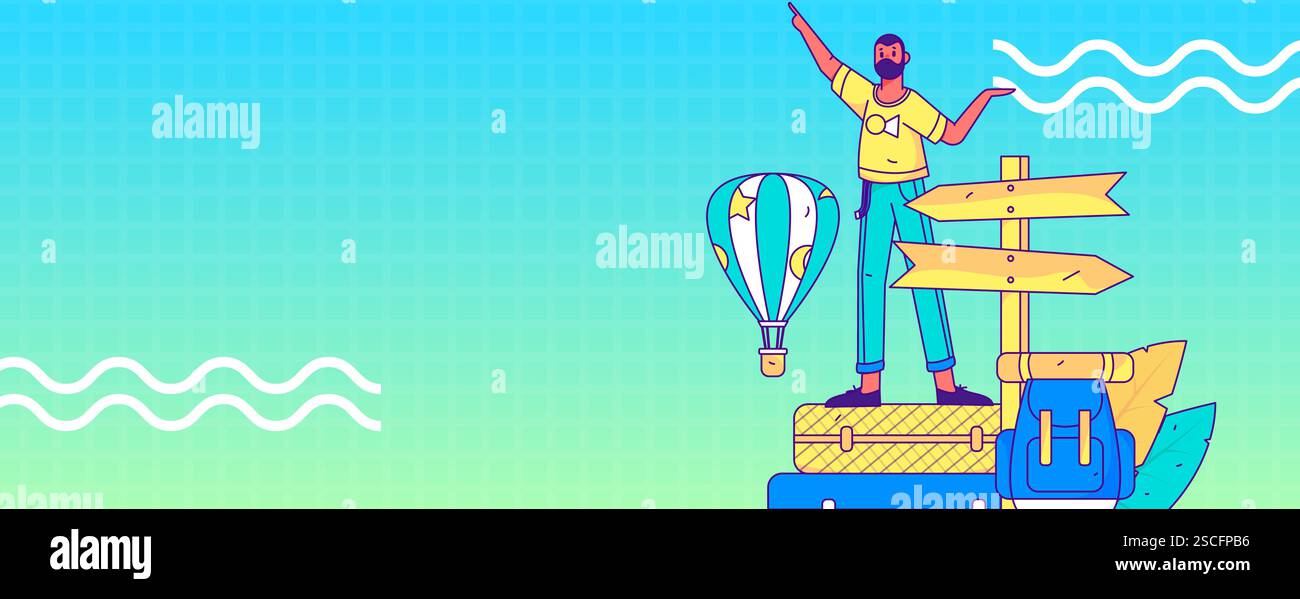 Holiday travel travel characters internet background vector hand drawn ...