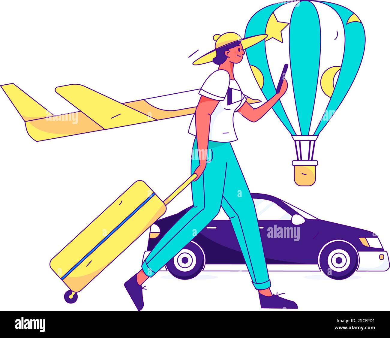 Holiday travel travel characters internet background vector hand drawn ...