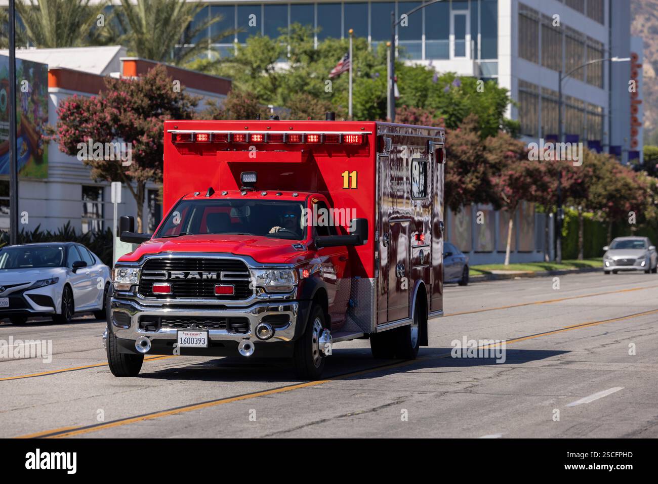 Burbank, California, USA - August 8, 2024: A Burbank Fire ambulance ...