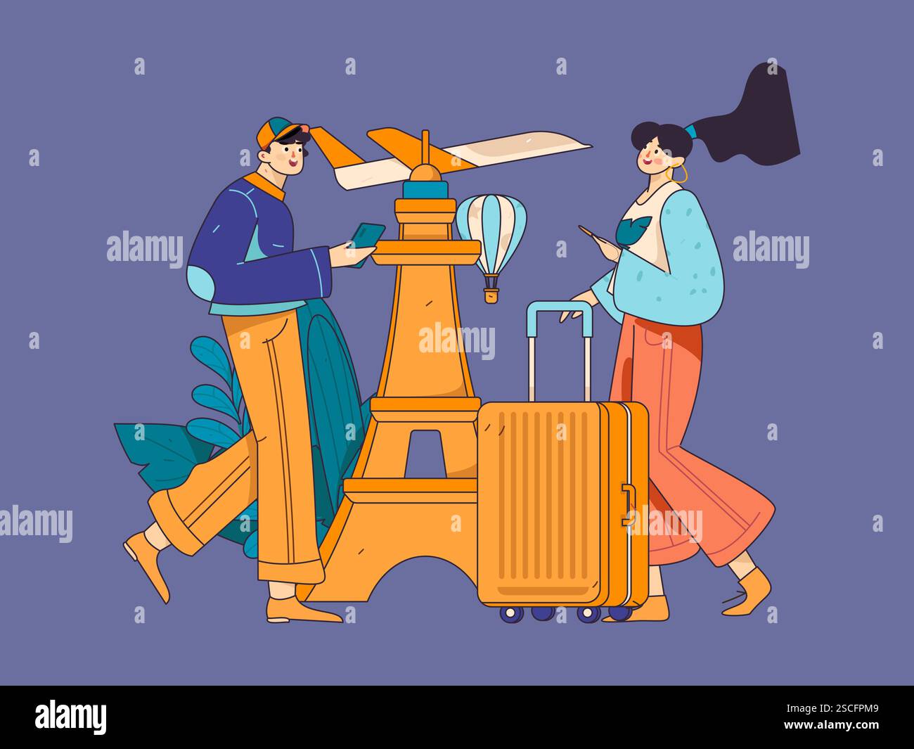 Holiday travel travel characters internet background vector hand drawn ...