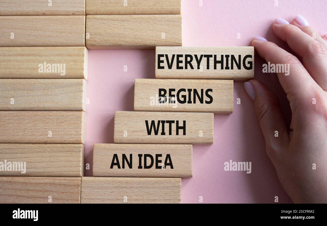 Everything begins with and Idea symbol. Concept words Everything begins ...