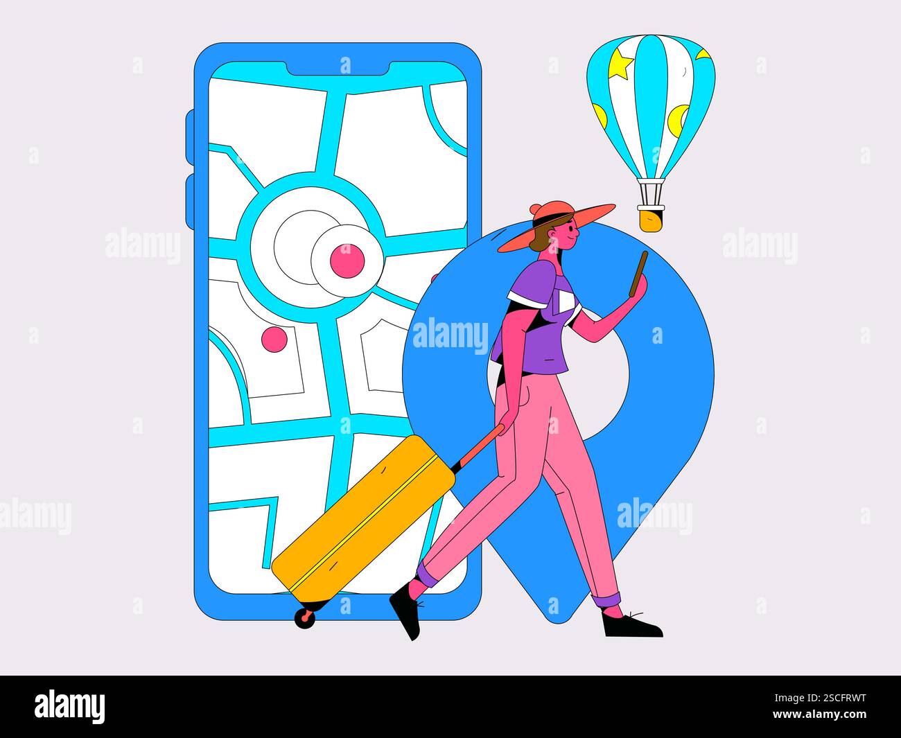 Holiday travel travel characters internet background vector hand drawn ...
