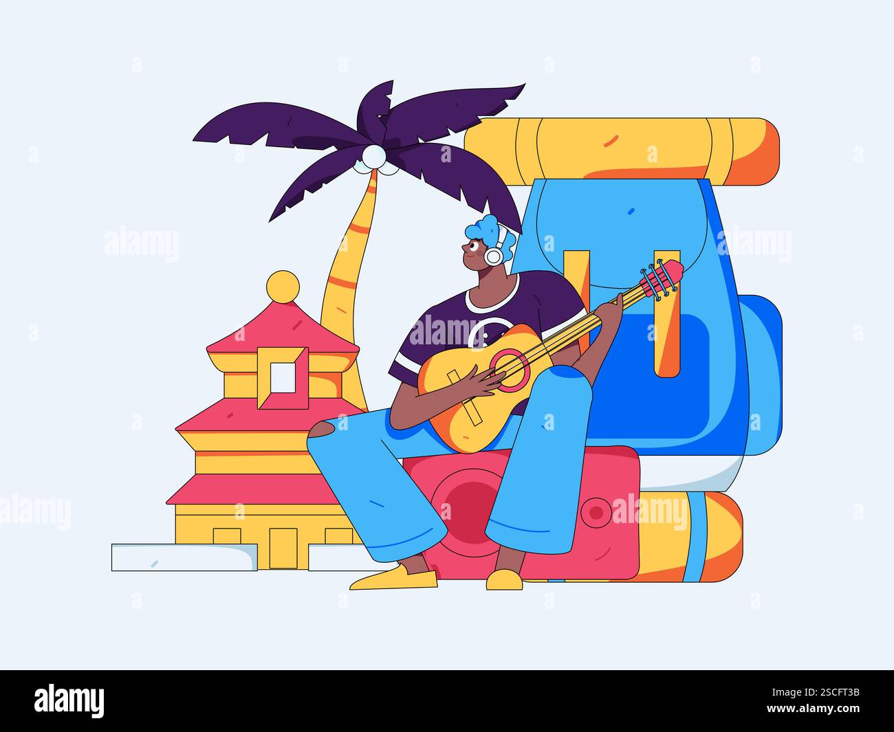 Holiday travel travel characters internet background vector hand drawn ...