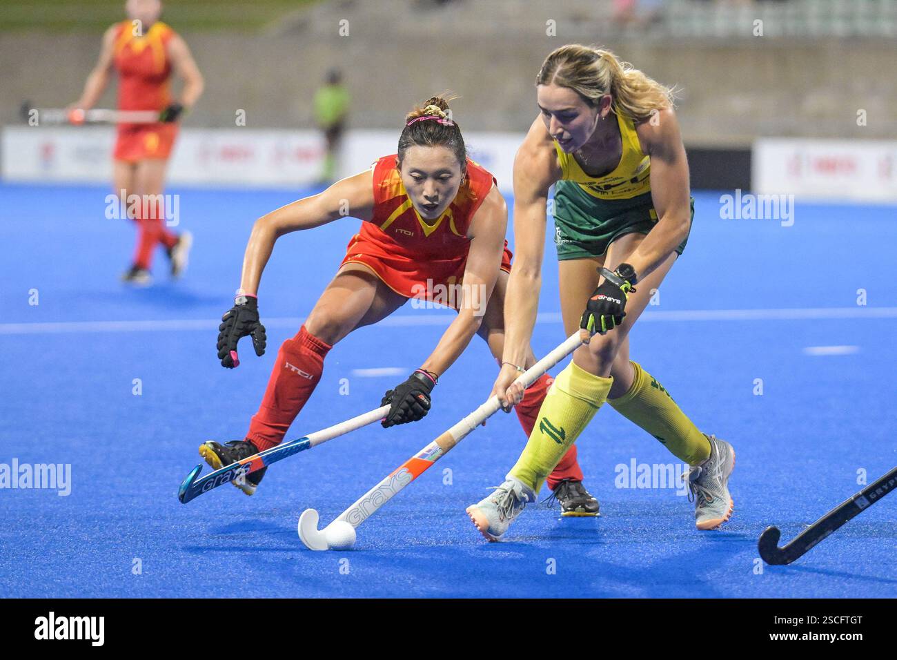 Sydney, Australia. 06th Feb, 2025. Dan Wen (L) of China Women Hockey ...