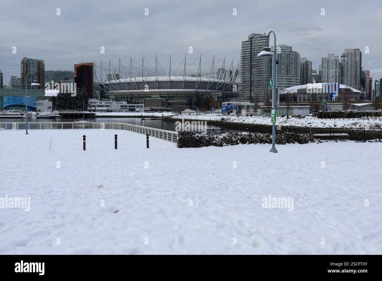 BC Place Stadium & Rogers Arena in winter, Vancouver, British Columbia ...