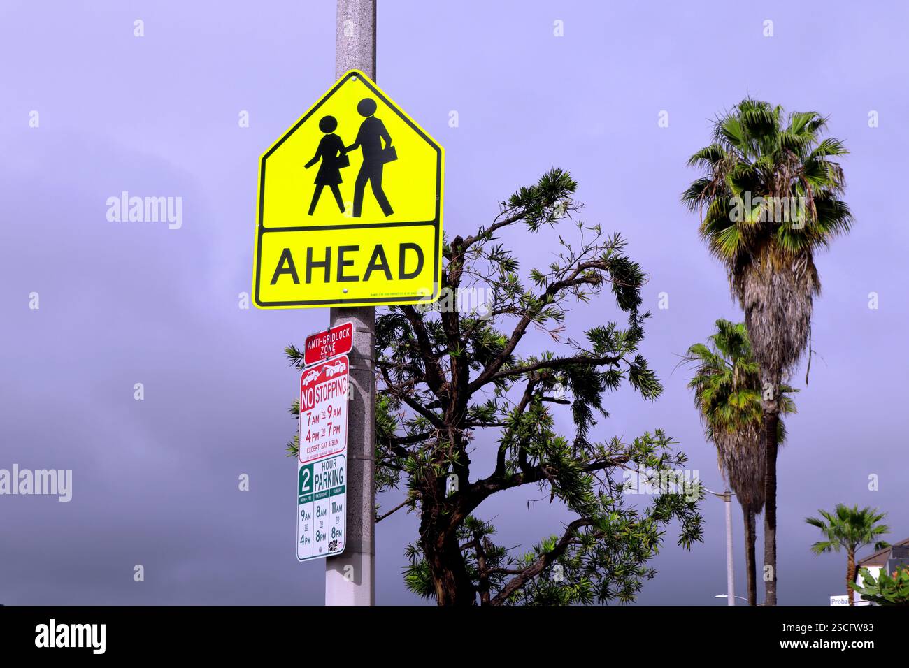Pedestrian Crossing Ahead Sign with Parking Restrictions and Anti ...
