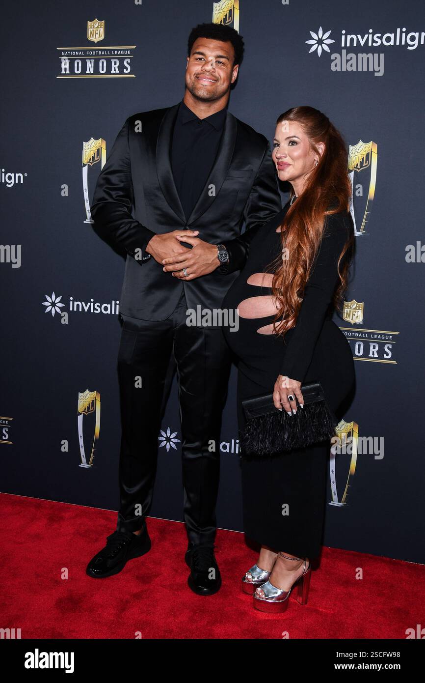 New Orleans, USA. 06th Feb, 2025. Arik Armstead and Mindy St. Pierre ...