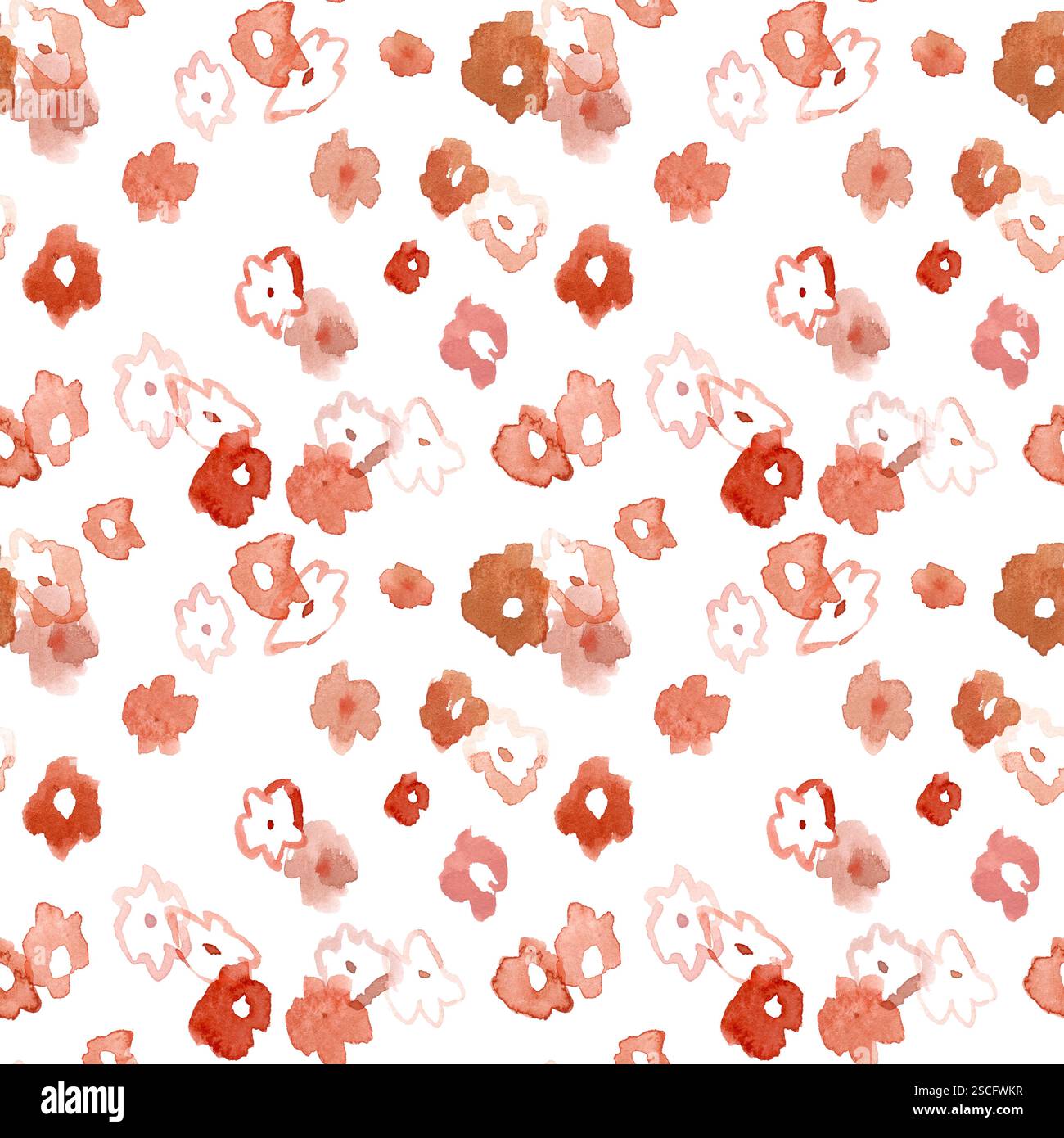 Seamless vintage pattern. small pinky peachy reddish flowers a white ...