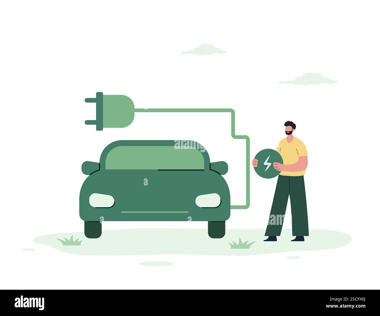 Sustainability concept. Electric car. CO2 neutral. Green energy and ...