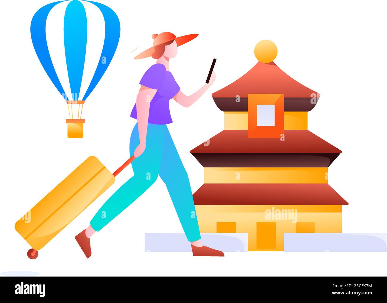 Holiday travel travel characters internet background vector hand drawn ...