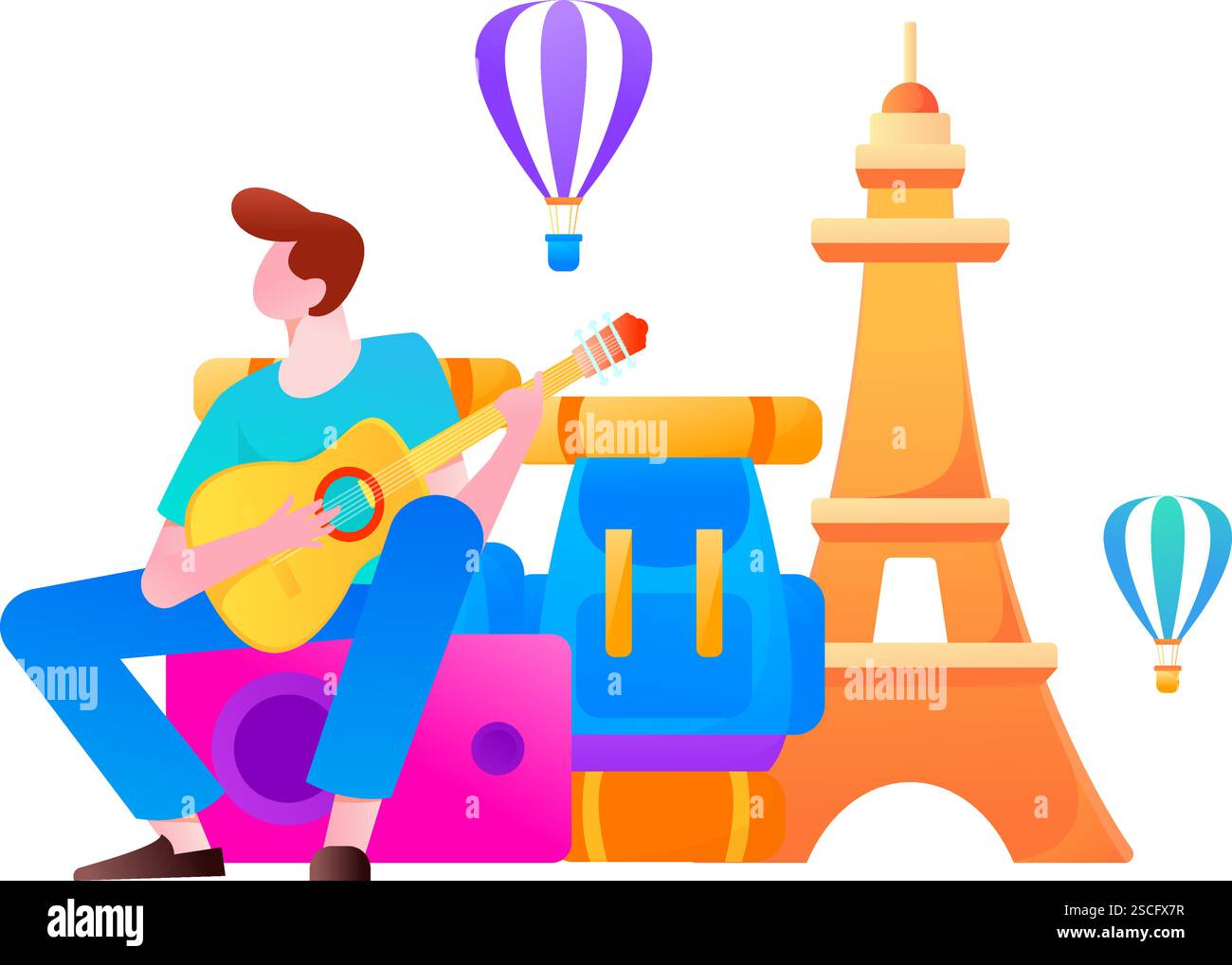 Holiday travel travel characters internet background vector hand drawn ...