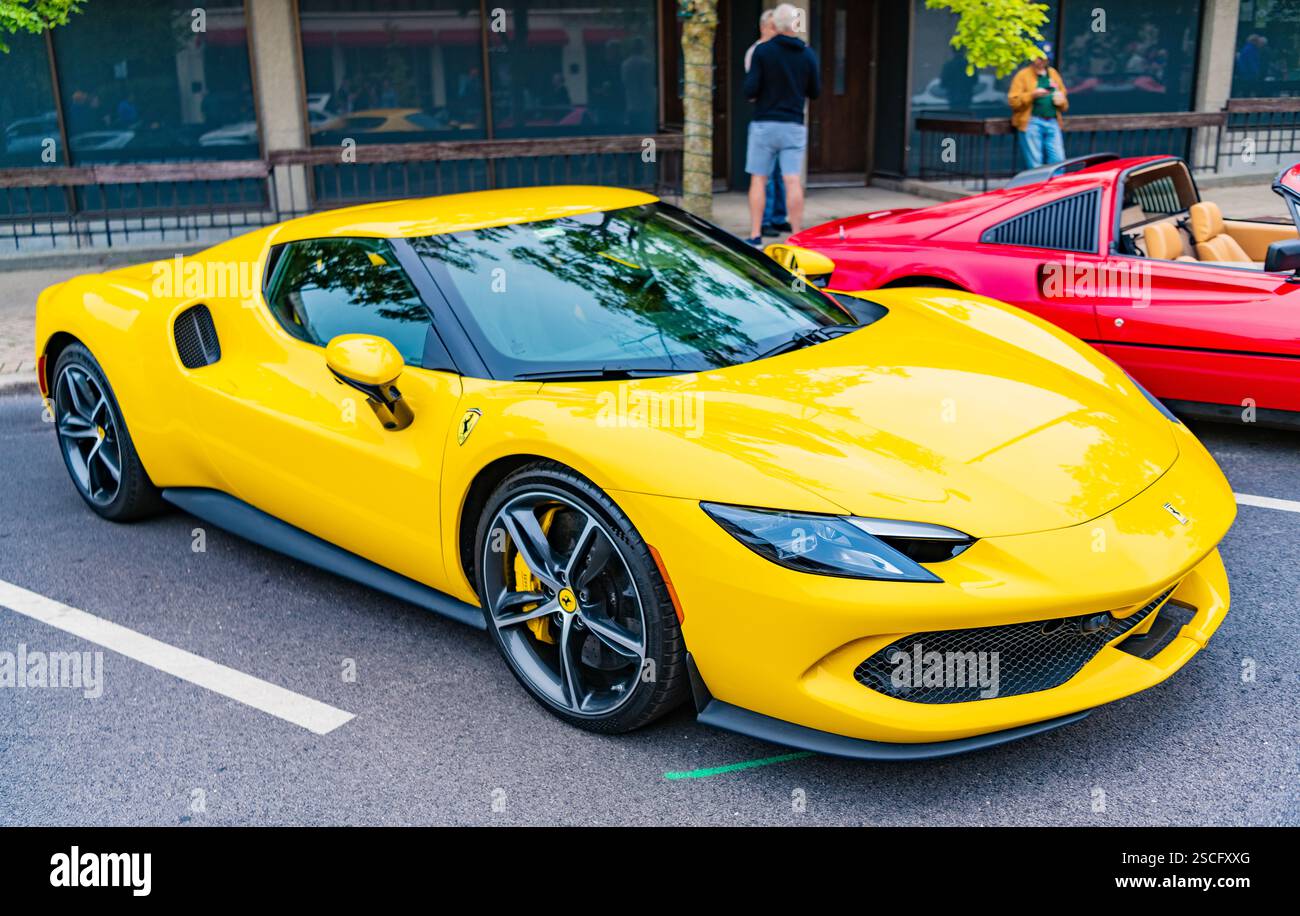 Chicago, Illinois - September 29, 2024: Ferrari 296 GTS or GTB yellow ...