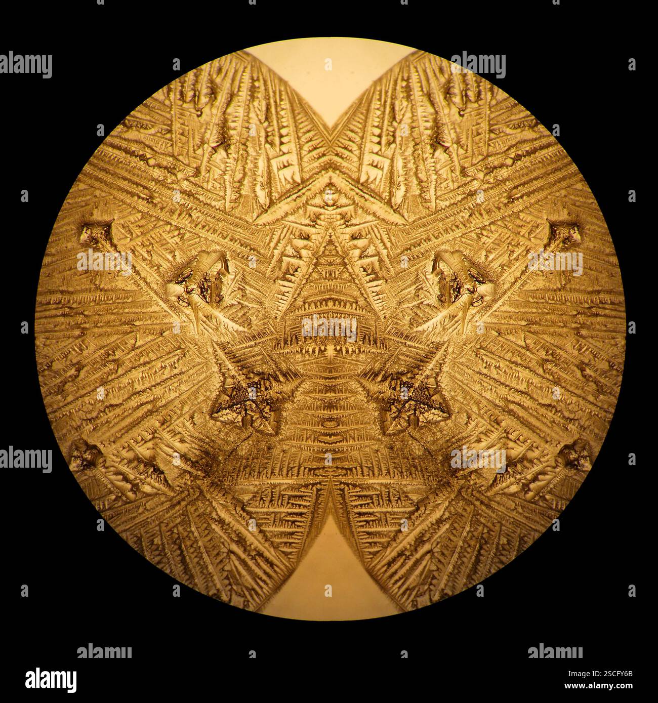 Mirror image of salt crystals precipitated from mineral spring water as ...