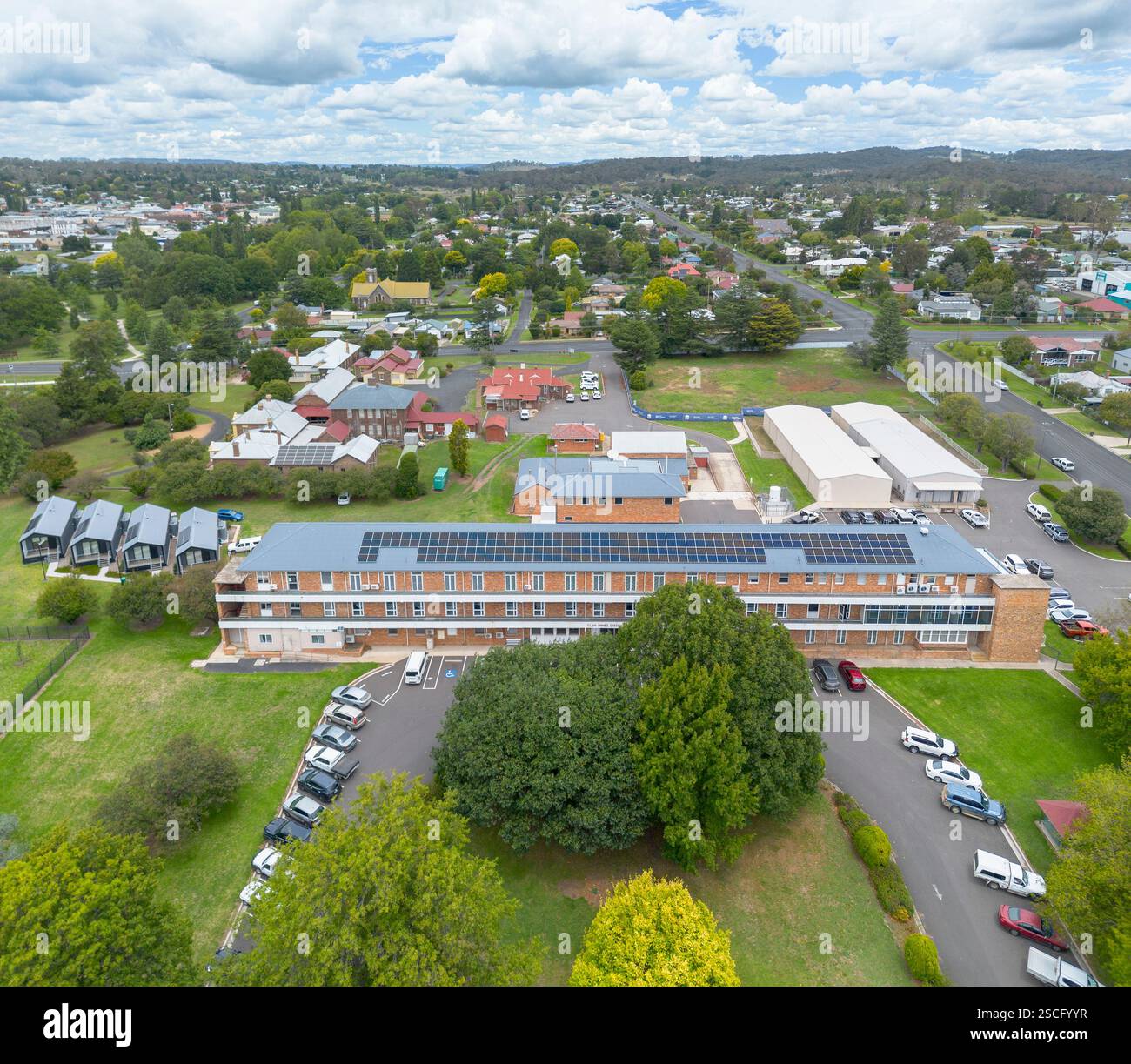 Aerial view of the Hospital at Glen Innnes, New South Wales, Australia ...