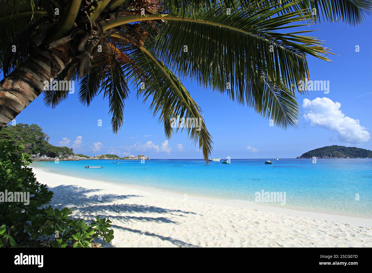 Clear water and white sandy beach at Koh Miang or Number four Island in ...