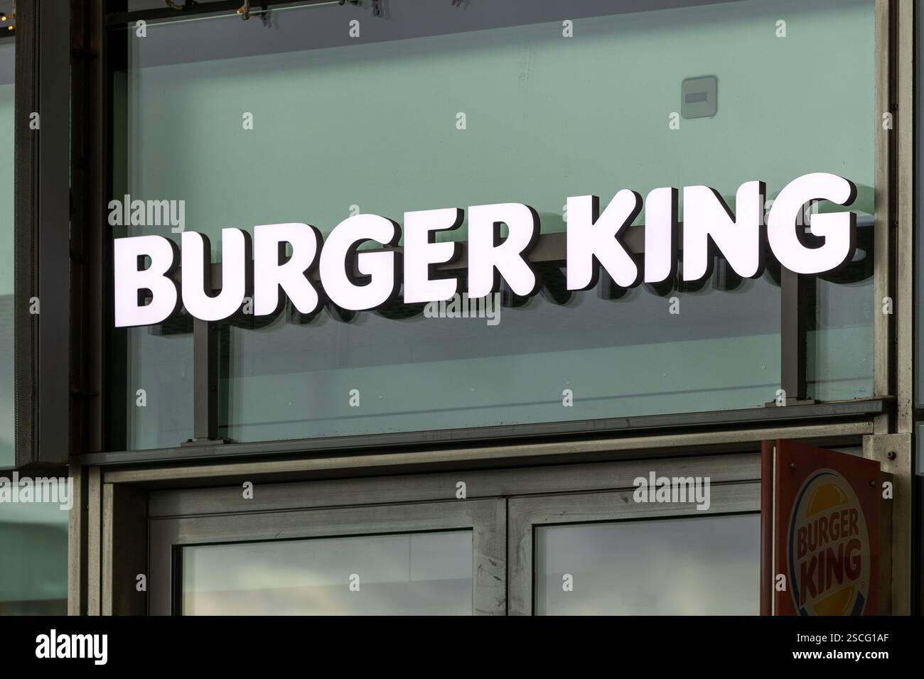 Burgerking logo sign. Burger King is an American-based multinational chain of hamburger fast ...