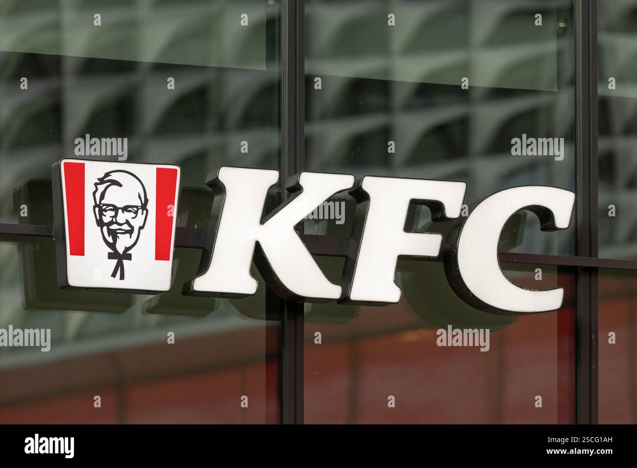 KFC Restaurant signage, KFC is a fast food restaurant at Utrecht ...