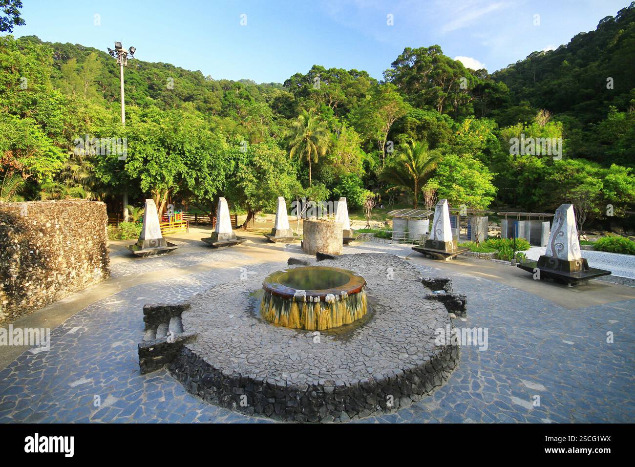 Famous natural hot spring well (onsen) in Raksa Warin public park in ...