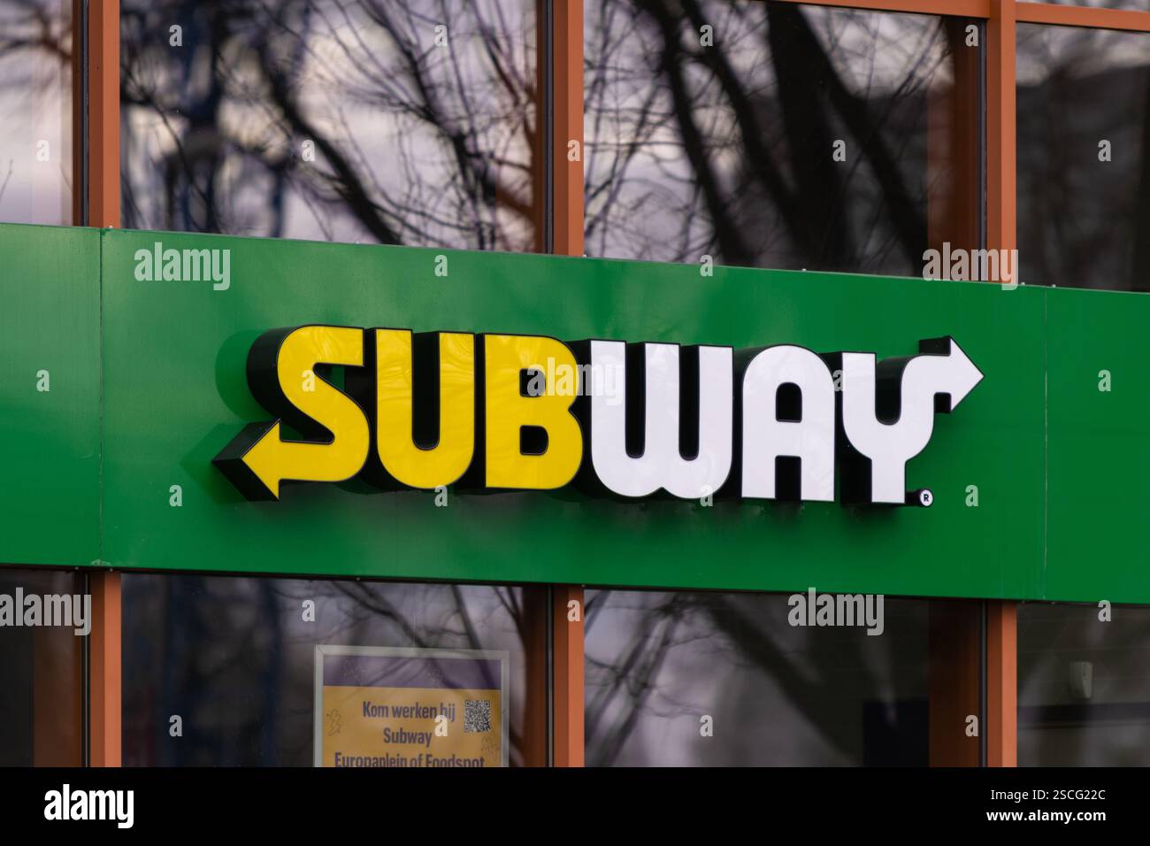 Subway restaurant logo sign, Subway is an American multinational fast ...