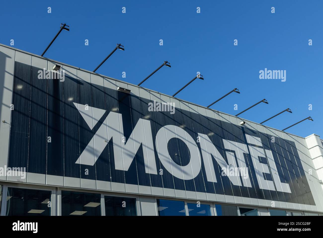 Montel logo store sign, furniture brand and seating specialist Stock ...