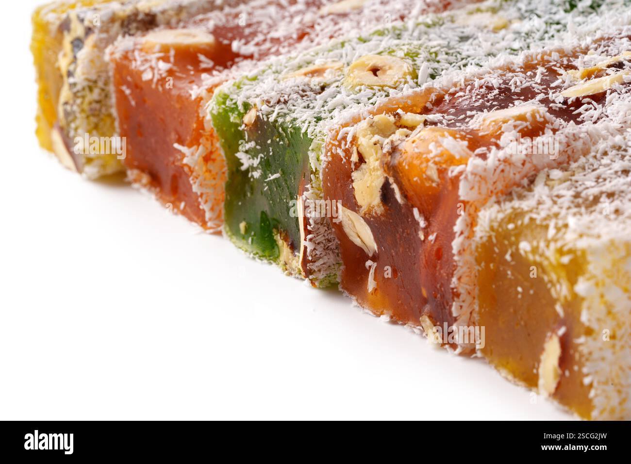 Colorful varieties of Turkish delight arranged neatly showcasing ...