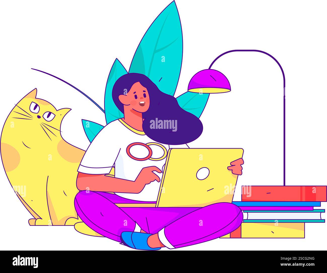 Home indoor character scene flat vector concept operation hand drawn ...