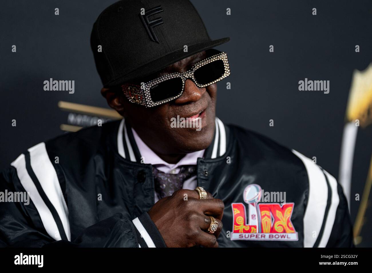 New Orleans, United States. 06th Feb, 2025. Rapper Flavor Flav arrives ...