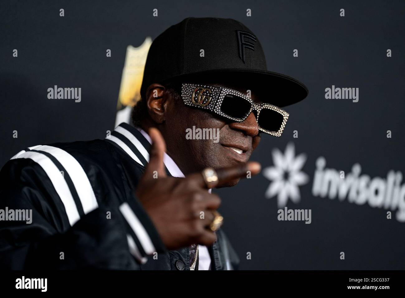 New Orleans, United States. 06th Feb, 2025. Rapper Flavor Flav arrives ...
