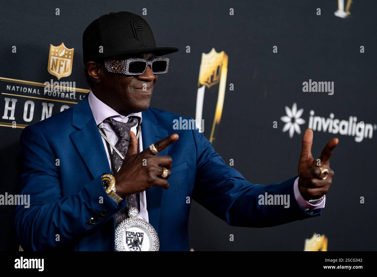 New Orleans, United States. 06th Feb, 2025. Rapper Flavor Flav arrives ...