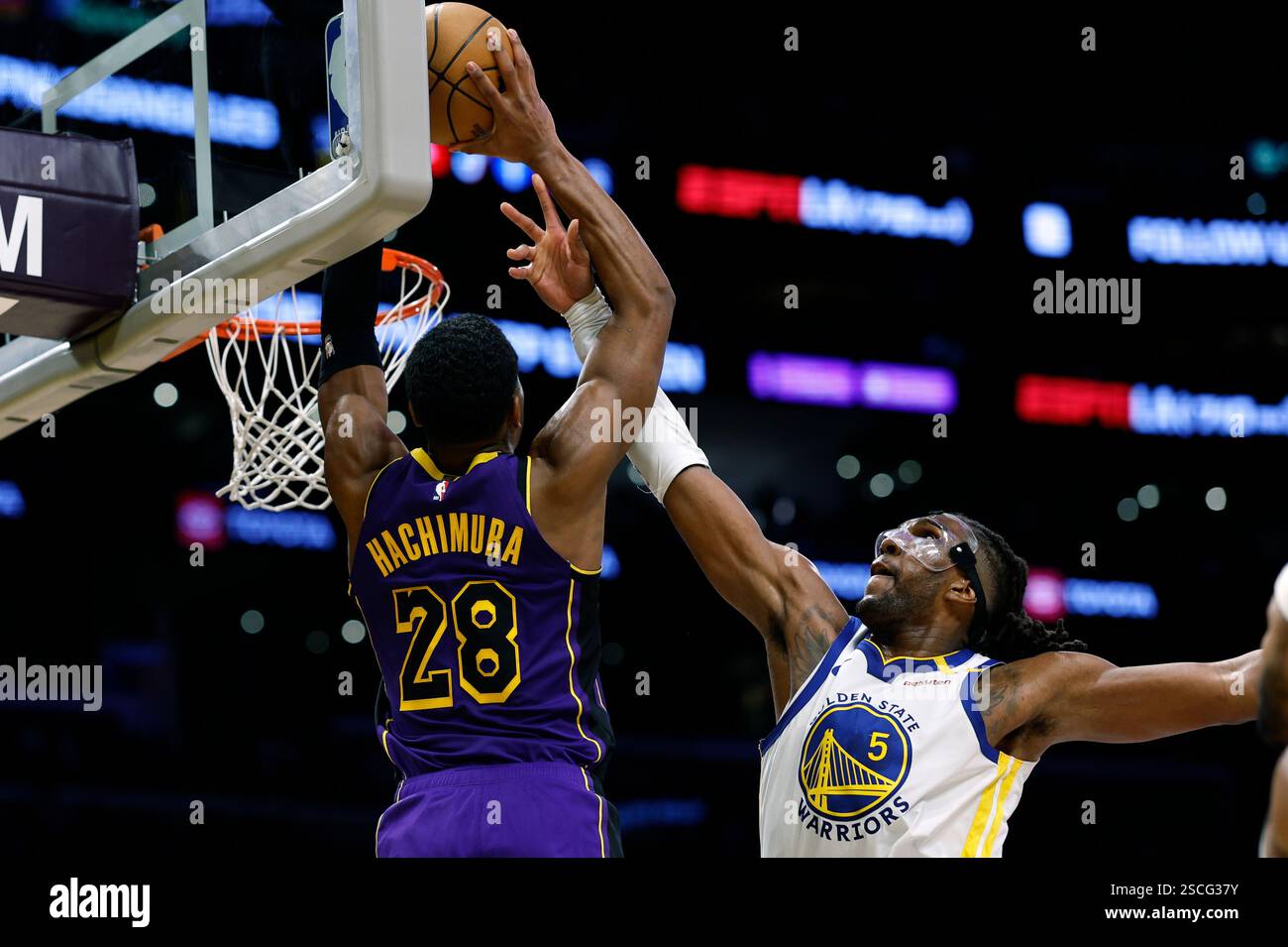 Los Angeles Lakers forward Rui Hachimura goes up for a dunk against the ...